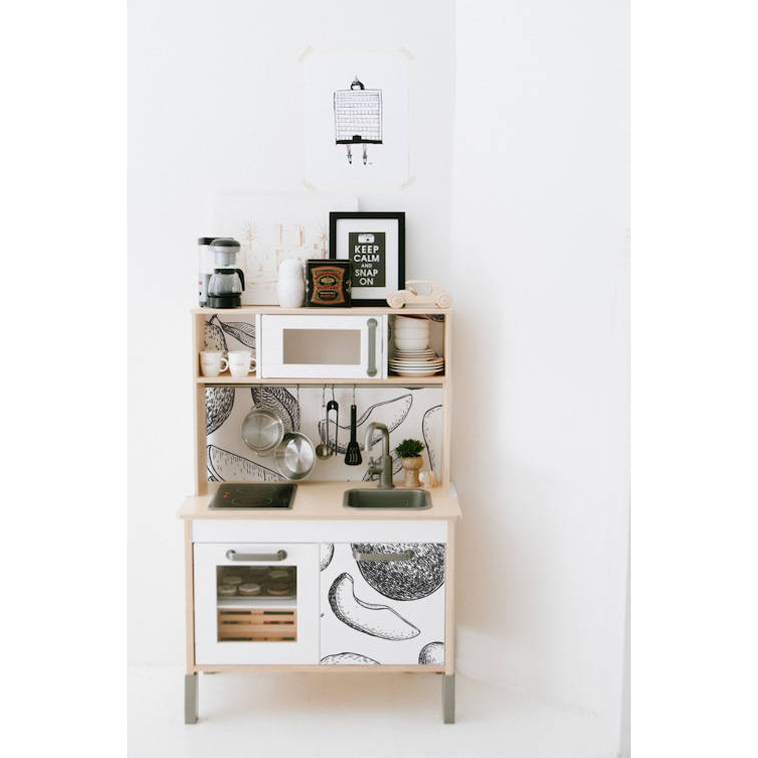 IKEA DUKTIG removable Decal adhesive sticker furniture black and white ...